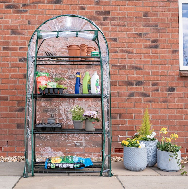 4 Tier Wide Arc Grow House with Clear Cover - 160x80x45cm – Garden ...