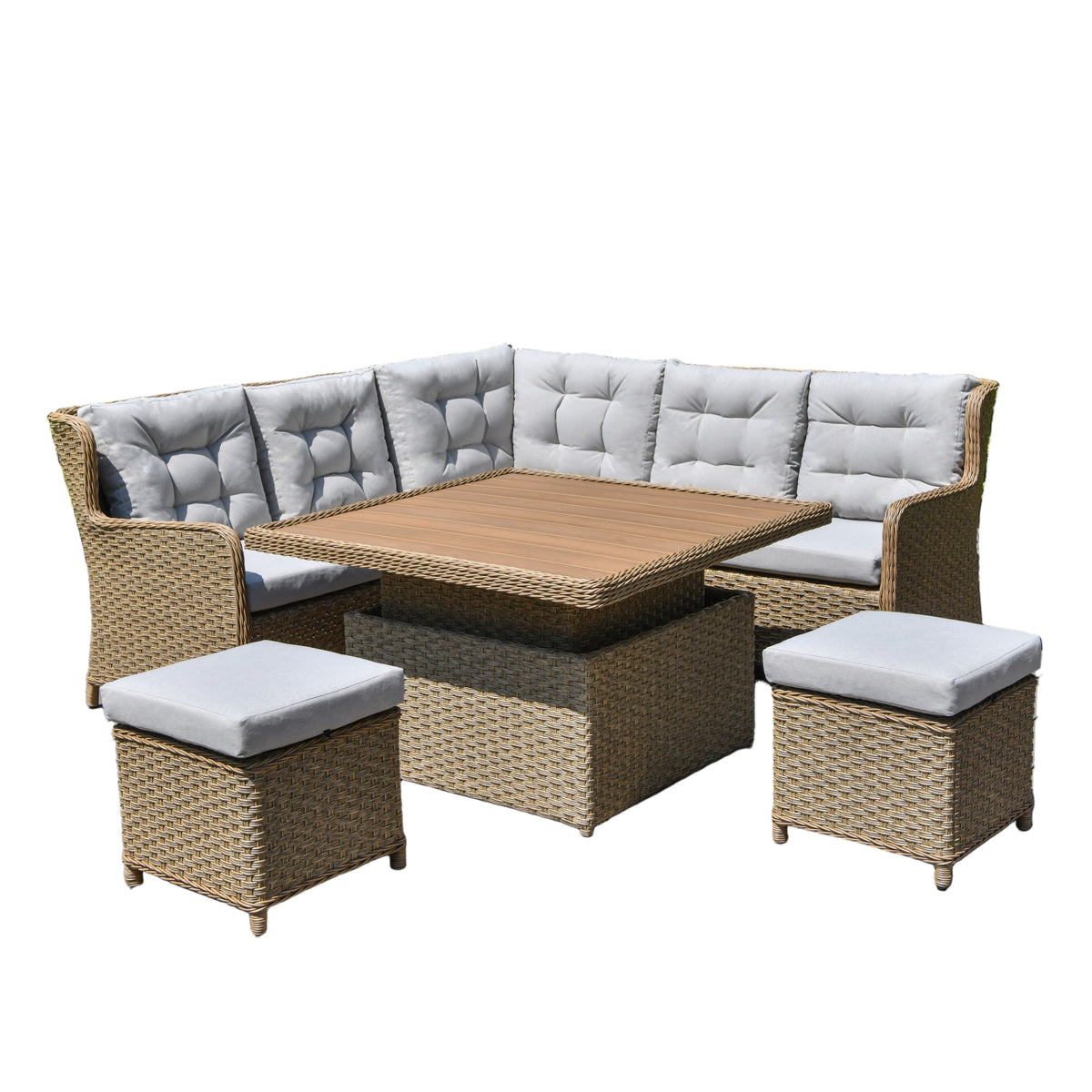 Heritage Aluminum Corner Dining Lounge Set With Height Adjustable Tabl ...