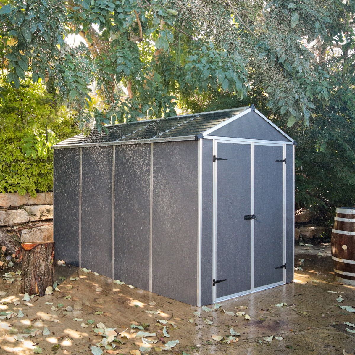 Rubicon 6 x 10 ft Garden Shed With Floor - Dark Grey Polycarbonate Pan ...