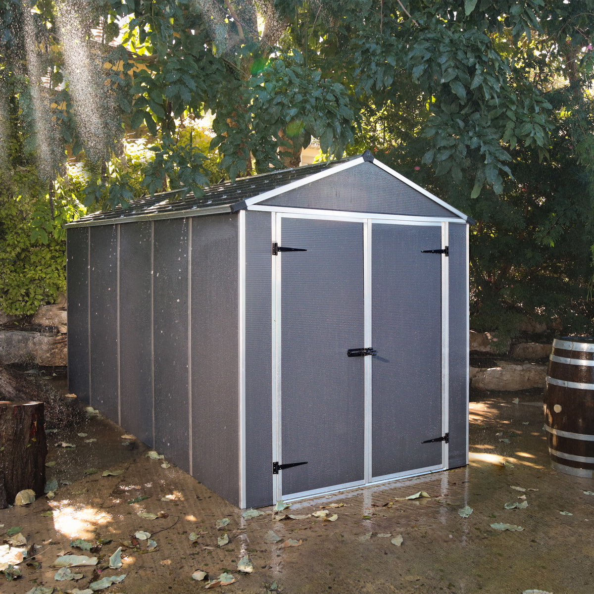 Rubicon 6ft. x 12ft. Garden Shed With Floor - Dark Grey Polycarbonate ...
