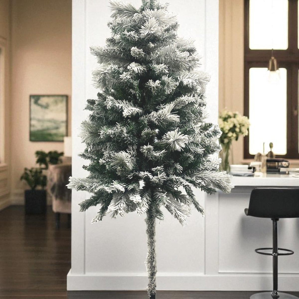 Half Parasol Christmas Tree Snowy Flocked 7ft/210cm – Garden Store Direct