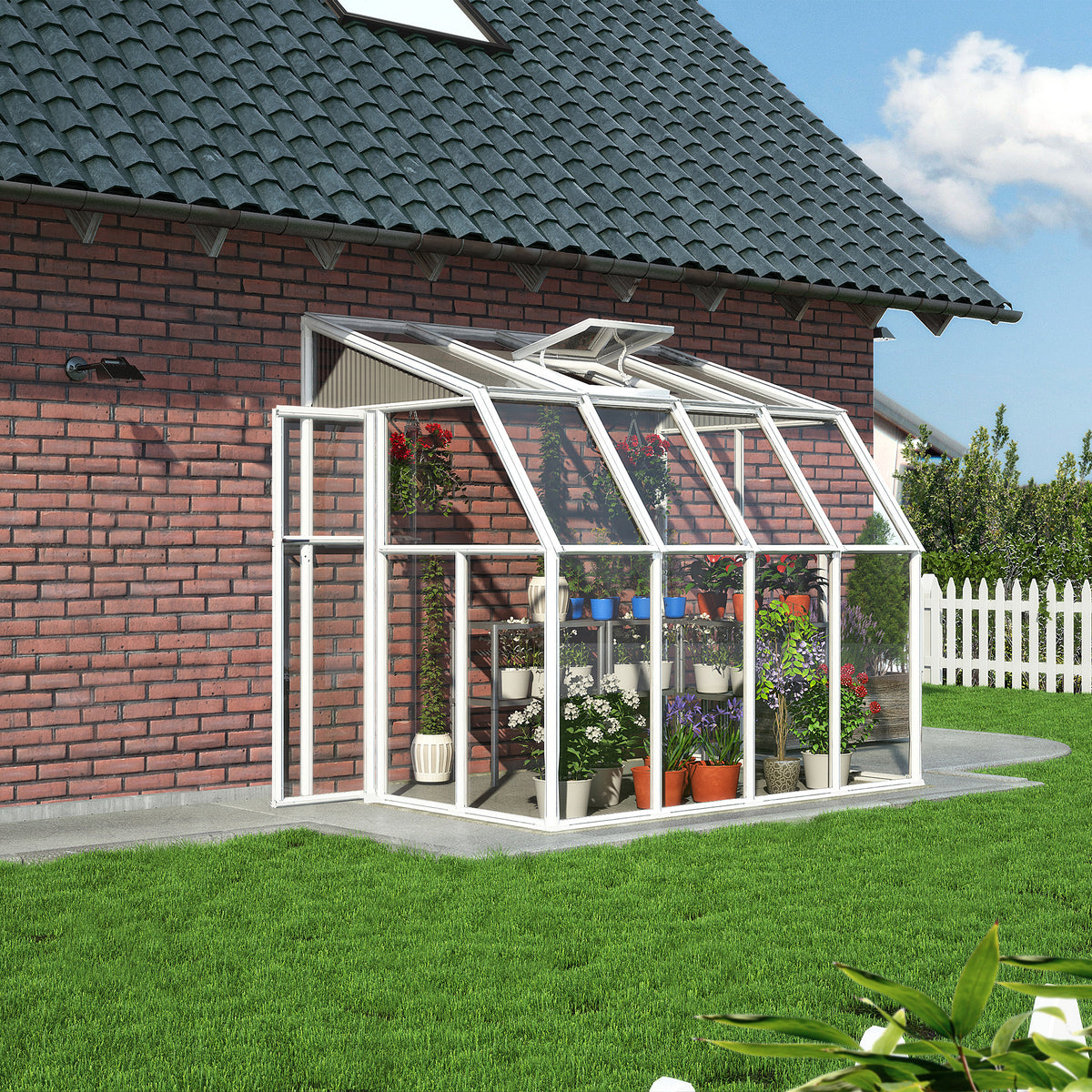 Sunroom 6 ft. x 8 ft. Solarium Kit - White Structure & Hybrid Panels ...