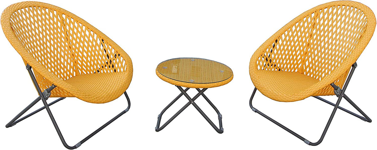 TOBS Folding Faux Rattan Bistro Set in Mustard – Garden Store Direct